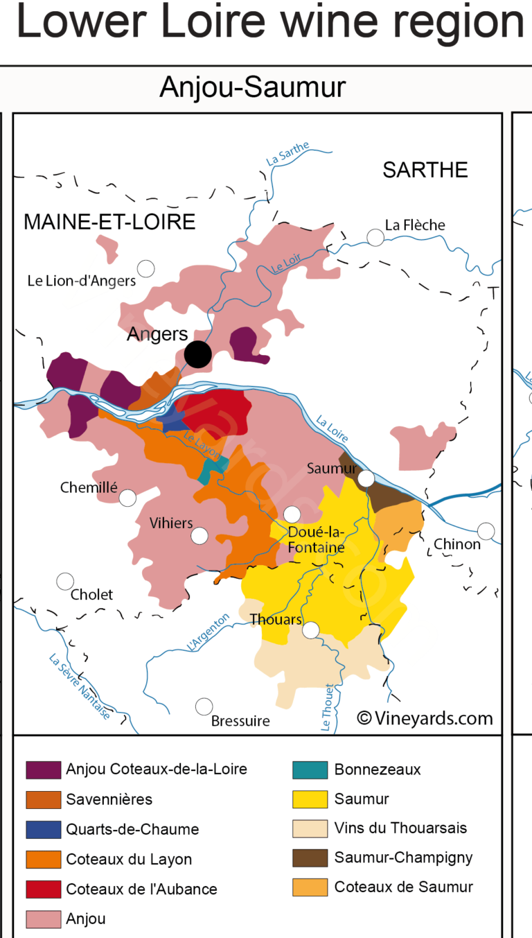 Anjou Saumur Muscadet Chinon Vouvray Touraine Wine Map - WineSurf